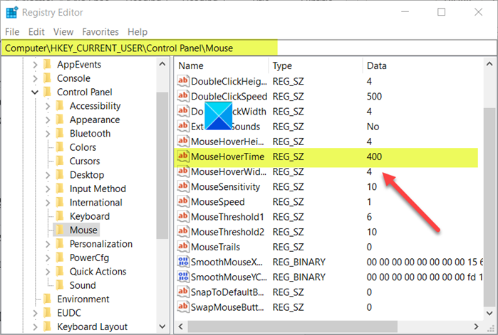 How to change Mouse Hover Time in Windows 10 How to change Mouse Hover Time in Windows 10